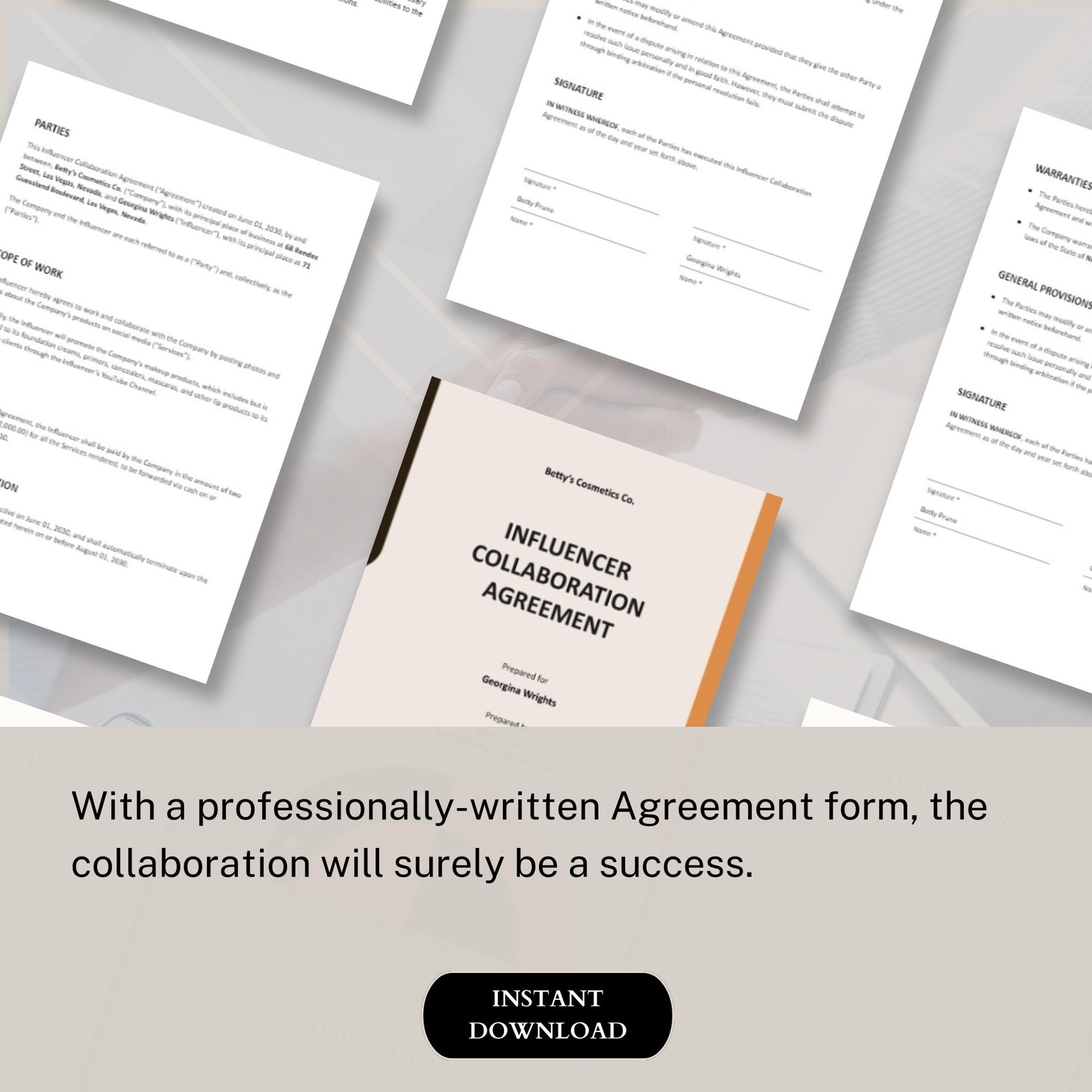Influencer Agreement Template for Successful Collaboration, Editable ...