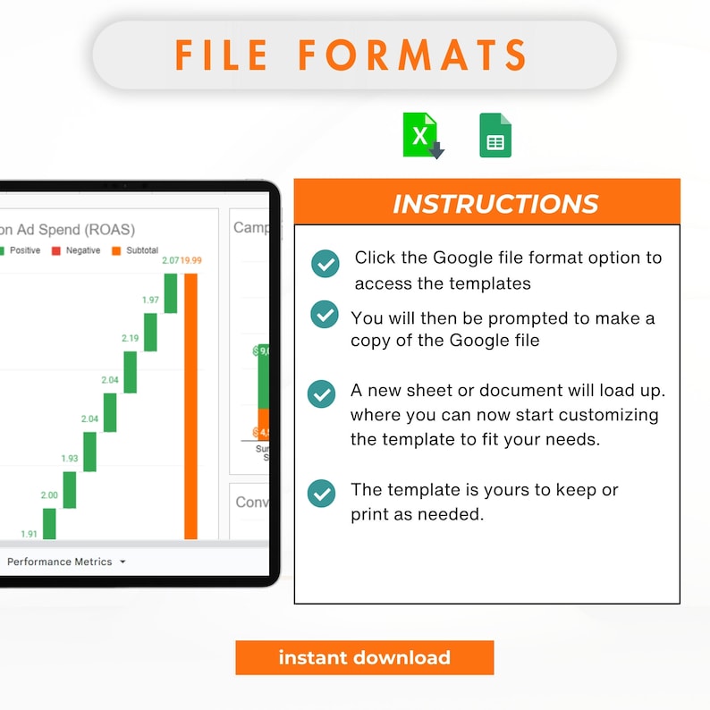 Campaign Performance Dashboard: Excel & Google Sheets Template (digital ...
