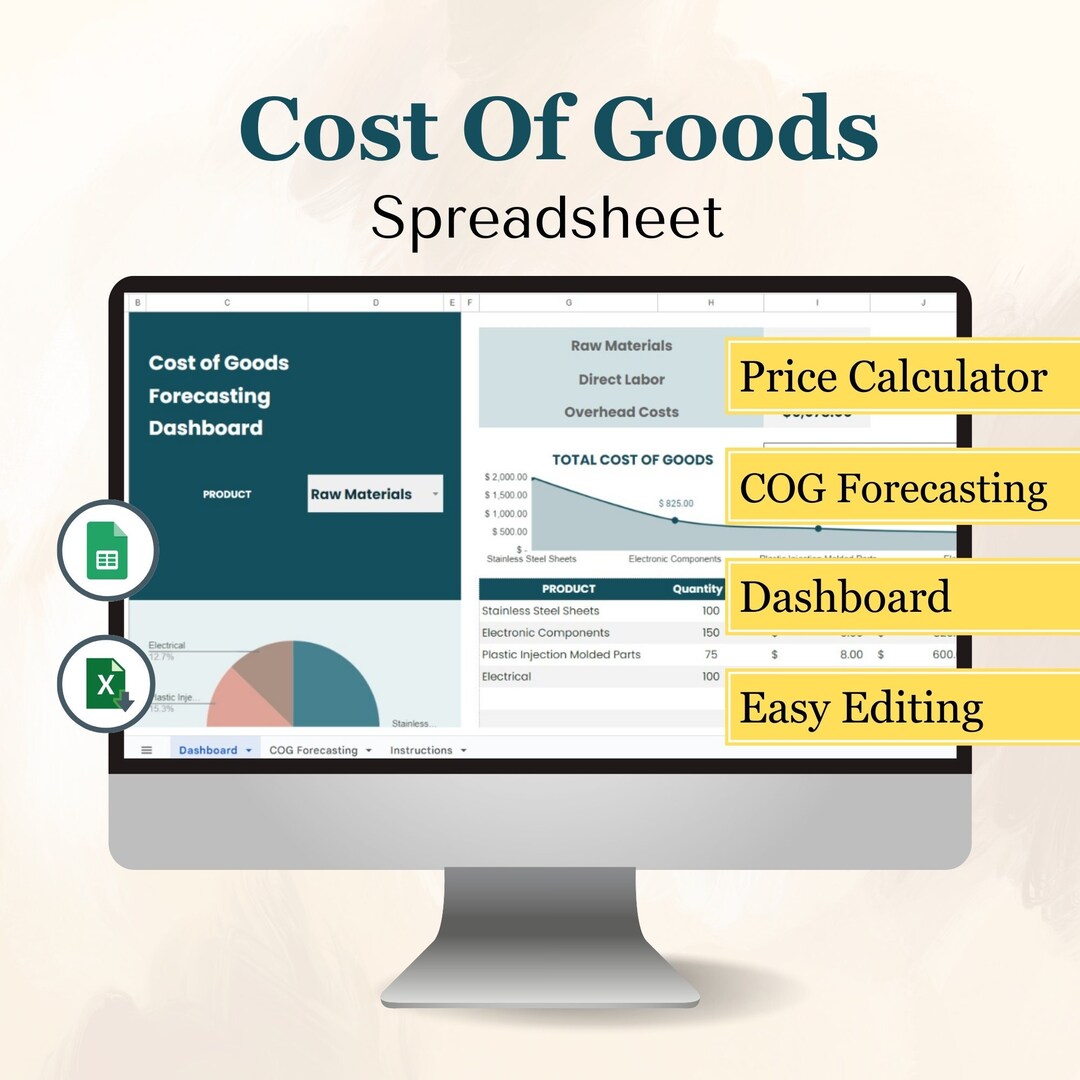 Cost of Goods Spreadsheet Templates for Small Business, Cost Tracker ...