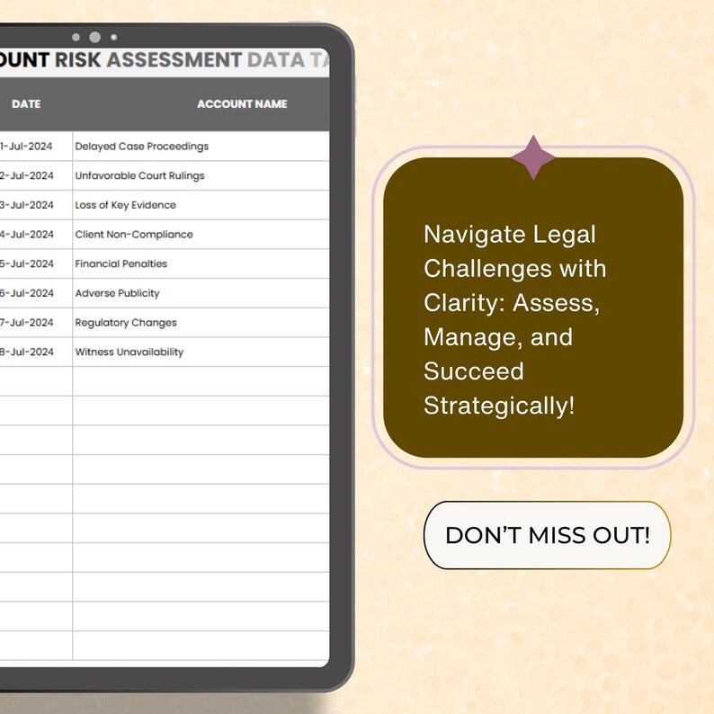 Legal Case Risk Matrix Excel Template for Law Firms | Enhance Case ...
