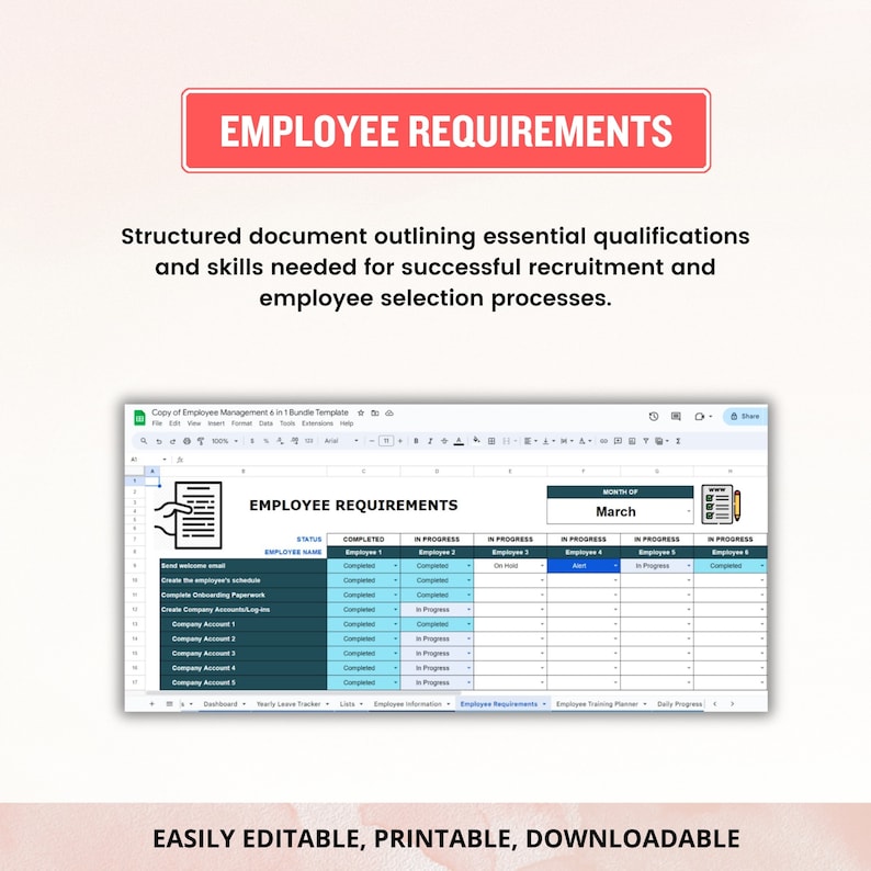 Employee Management Template: HR Planner, Schedule, Training (digital ...