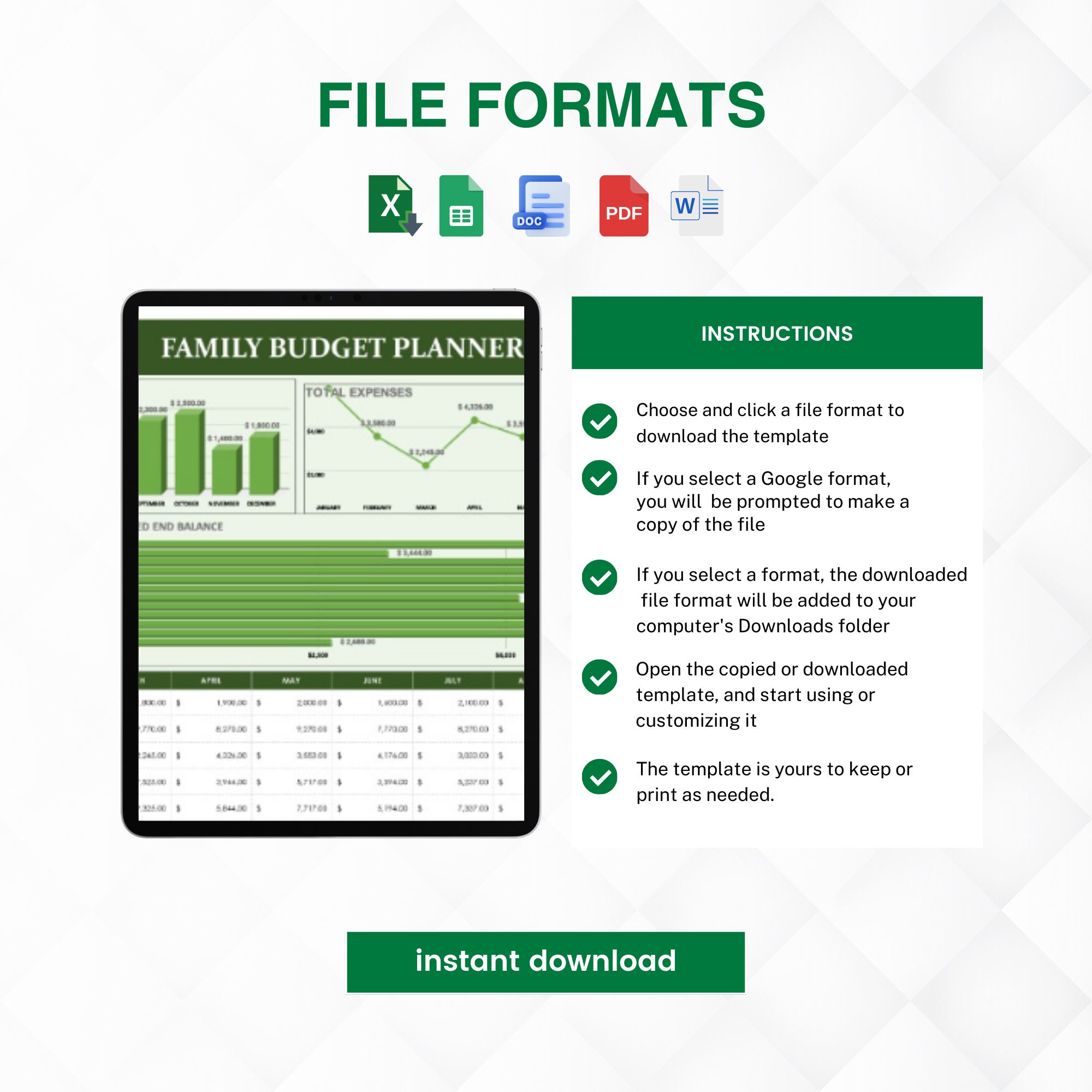Comprehensive Family Budget Spreadsheet, Easy to Customize Personal ...