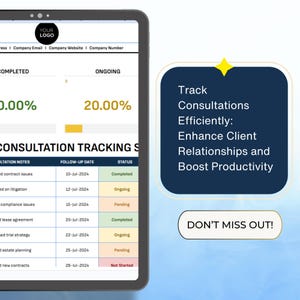 Law Firm Client Tracker Excel Template | Consultation Logs Scheduling ...