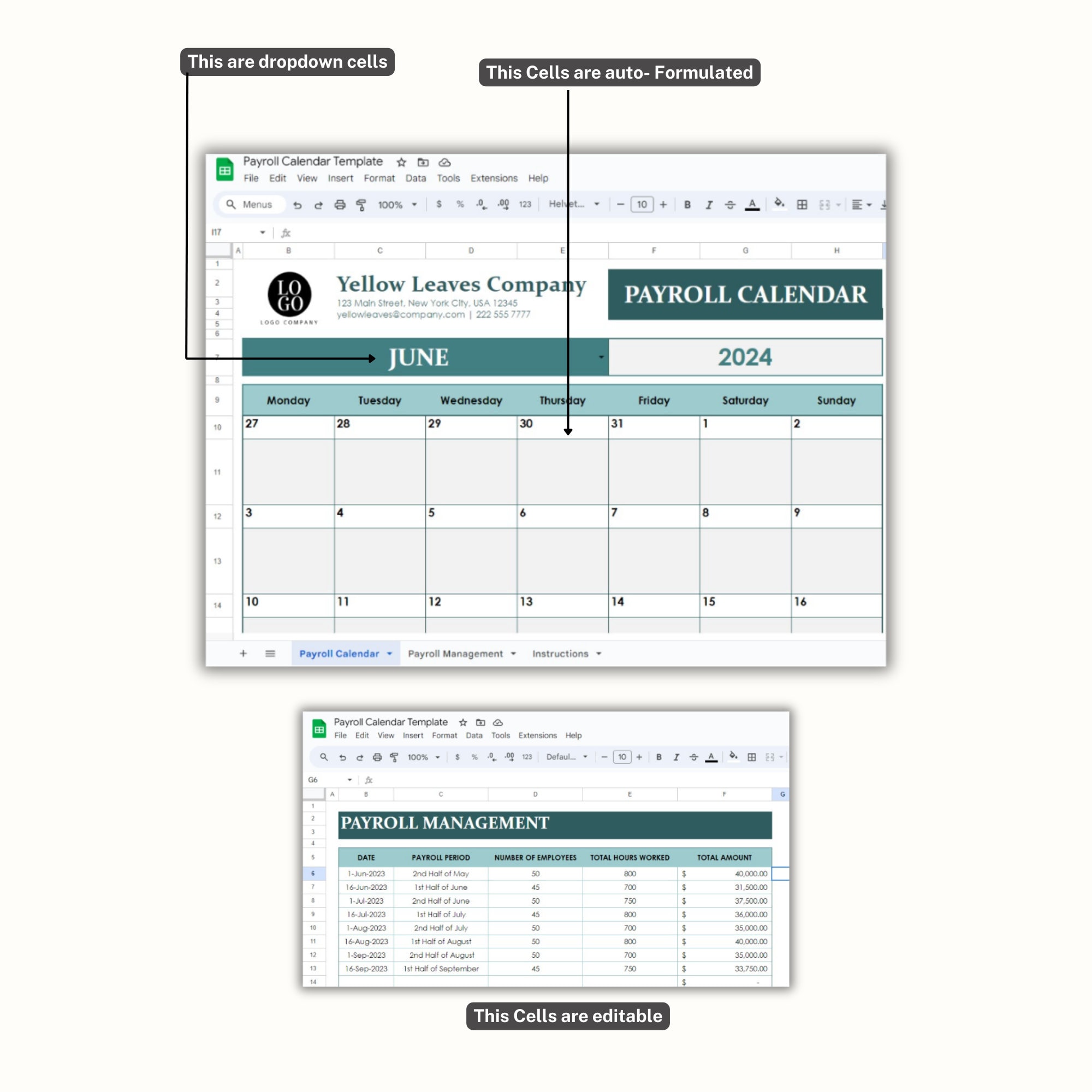 Payroll Spreadsheet Template: Employee Management System (digital ...