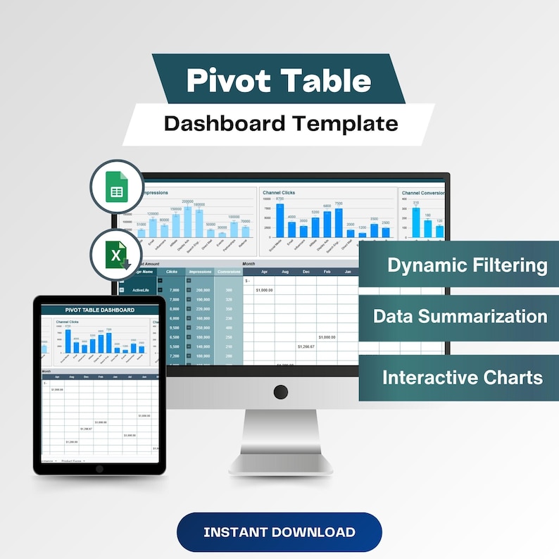 Pivot Table Dashboard Template: Data Analysis (digital Download) - Etsy