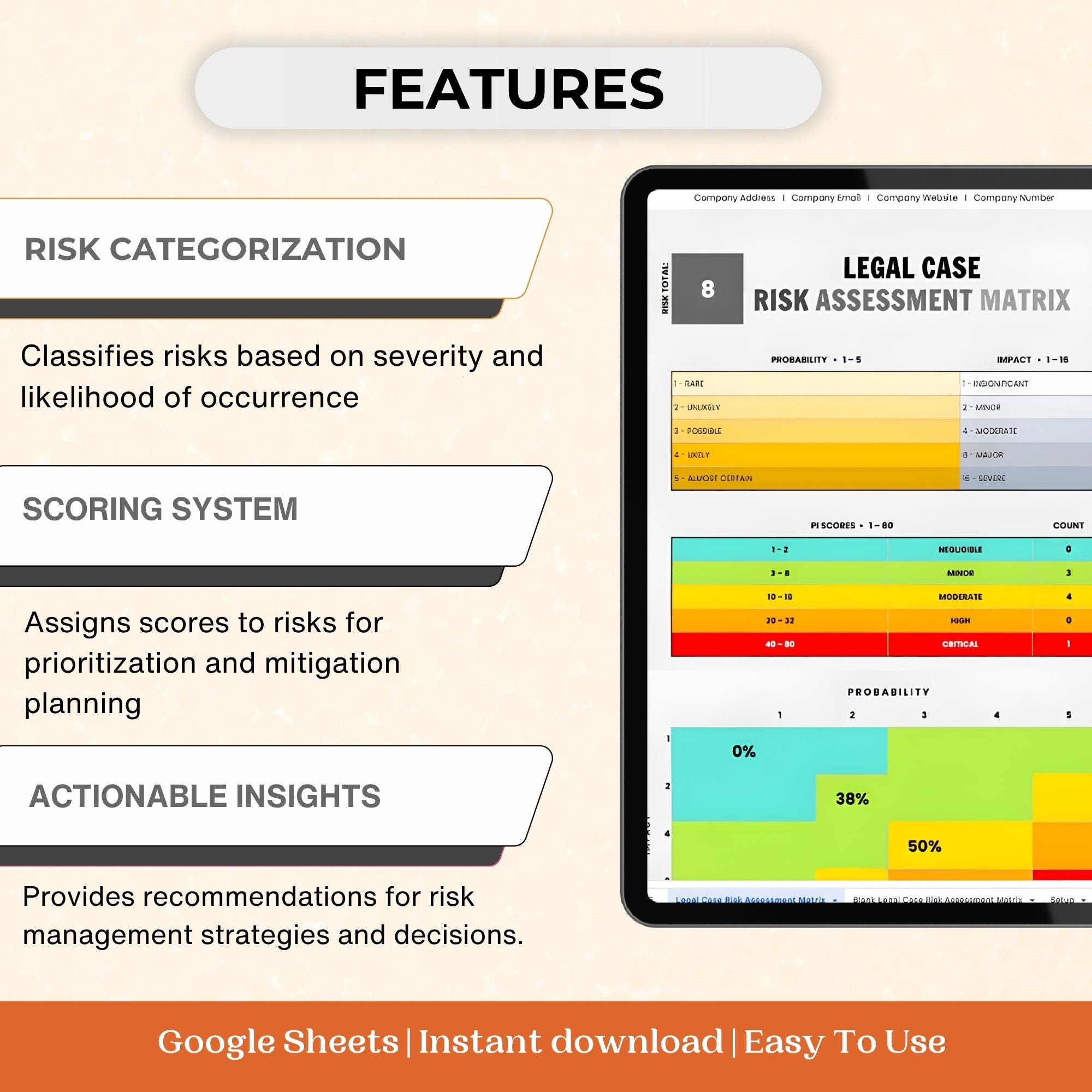 Legal Case Risk Matrix Excel Template for Law Firms | Enhance Case ...