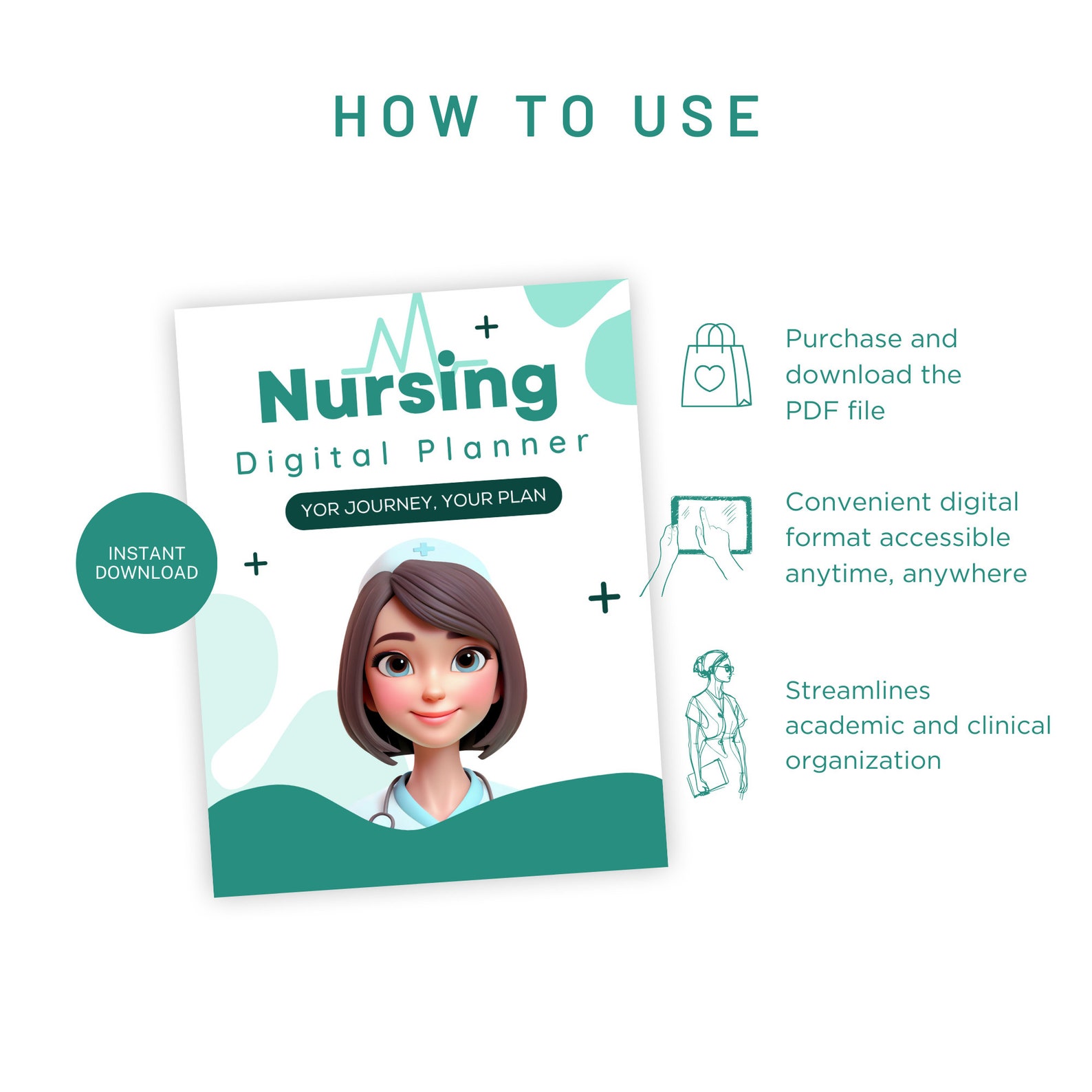 The Ultimate Nursing Student Digital Planner, Nursing Student Journal ...