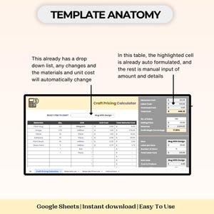 Craft Pricing Calculator: Excel & Google Sheets Template (digital ...