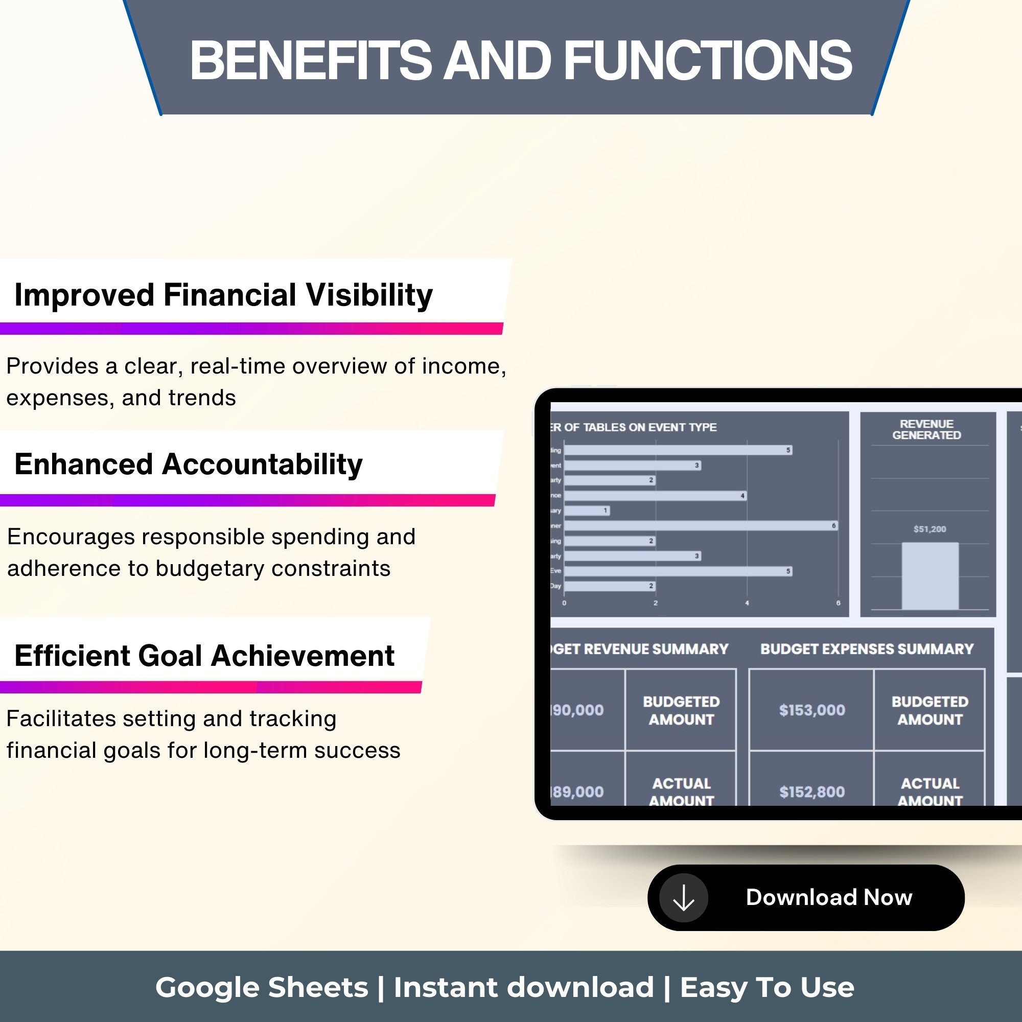 Excel Budget Dashboard Template, Expenses Track, Financial Analysis ...