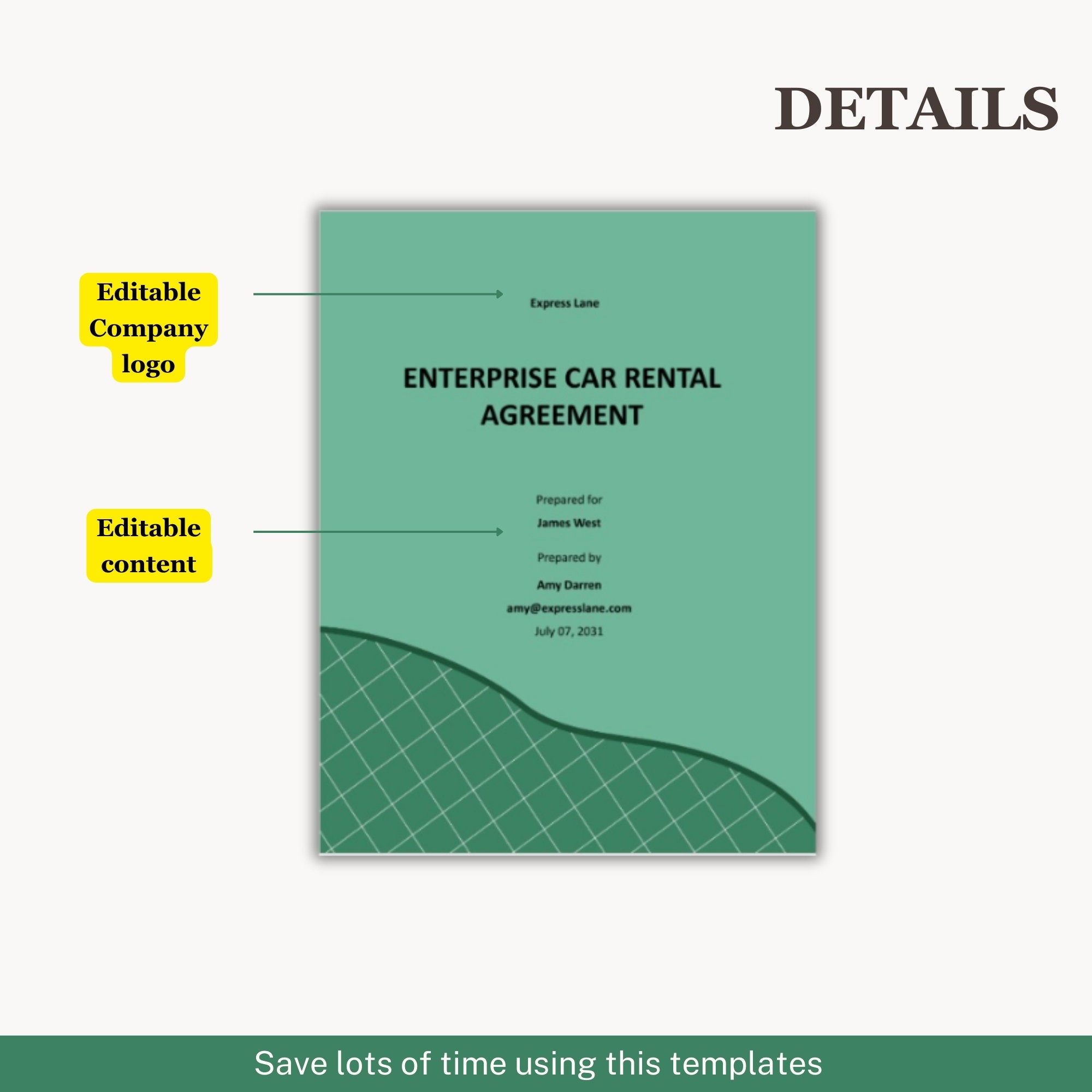 Printable Car Rental Agreement for Enterprise, Editable Vehicle Rental ...