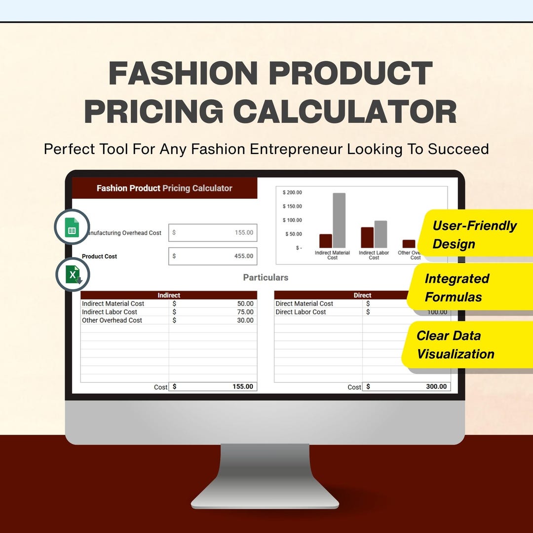 Fashion Product Pricing Template : COGS Calculator Profit Margin ...