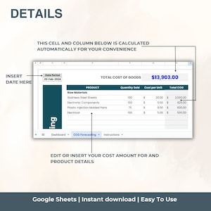 Cost of Goods Spreadsheet Templates for Small Business, Cost Tracker ...