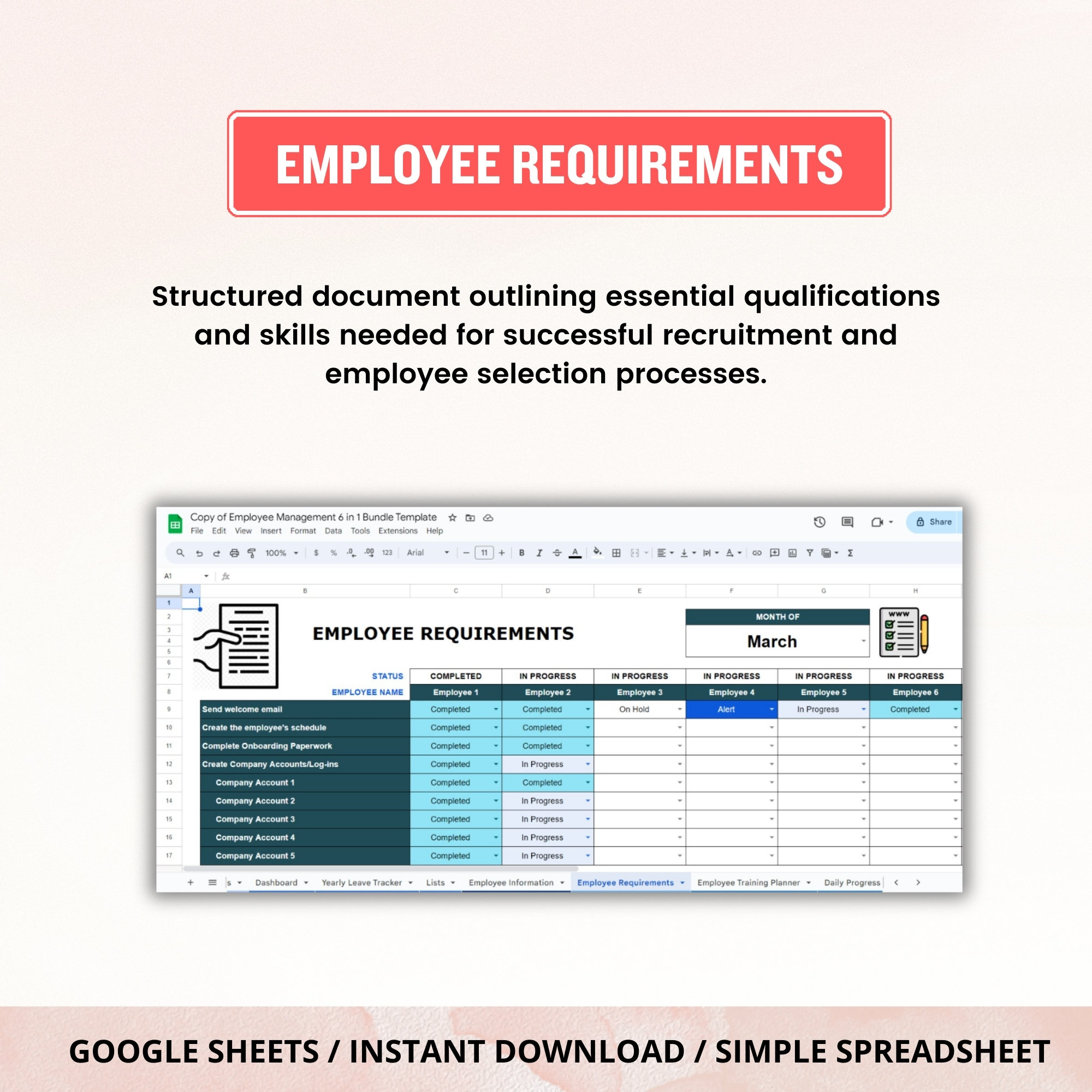 Employee Management Template: HR Planner, Schedule, Training (digital ...
