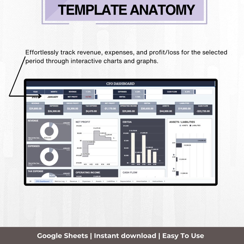 Cfo Dashboard Excel Template, Enhance Decision Making, Amortization ...