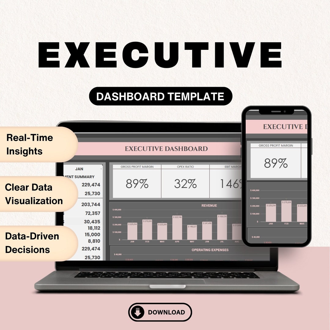 Editable Executive Dashboard Template Excel, Executive Functioning ...