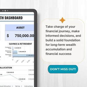 Wealth Dashboard Excel Template: Net Worth & Asset Tracker (digital ...