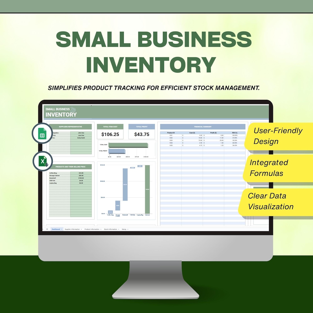 Small Business Inventory Management Template | Excel & Google Sheet - Etsy