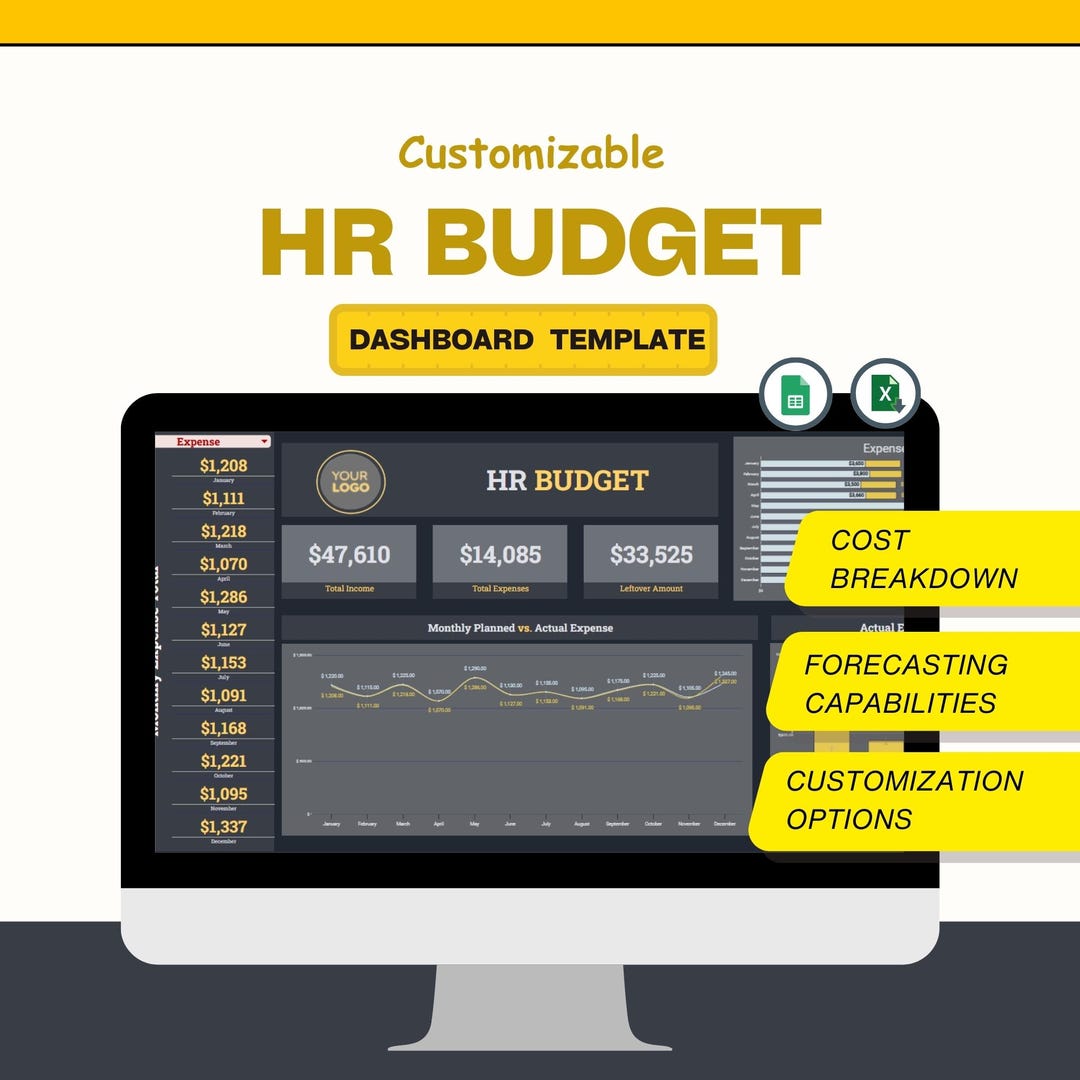 Budget Dashboard Excel Template for HR Professionals Income and Expense ...