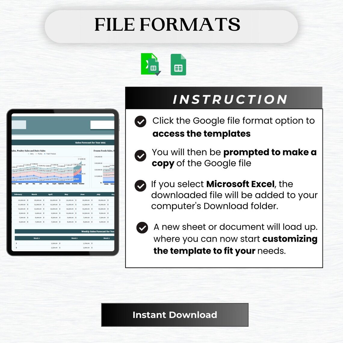 Sales Forecast Dashboard: Excel & Google Sheets Template (digital ...