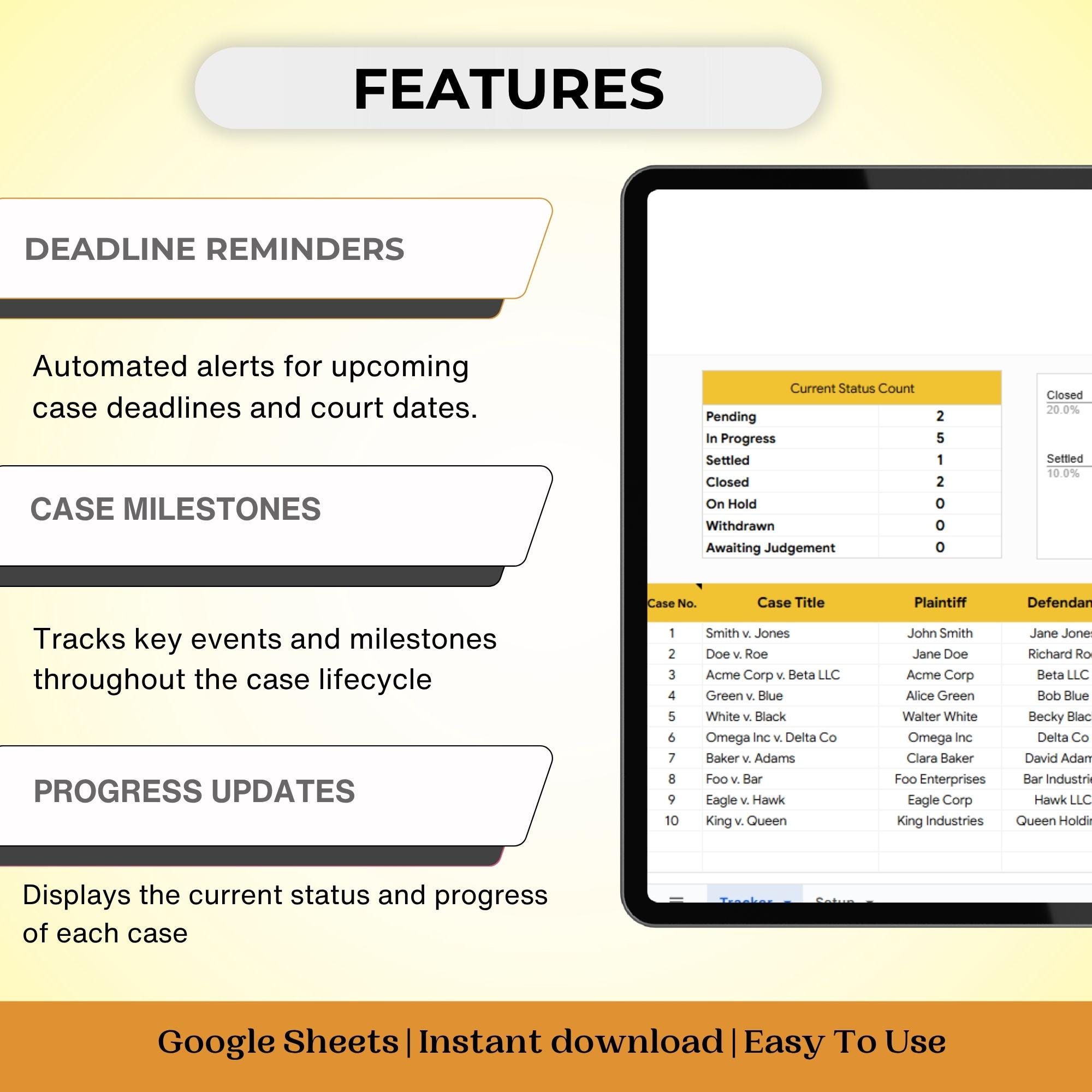 Legal Case Timeline Tracking Template for Law Firms | Case Management ...