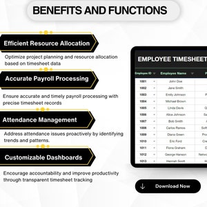Comprehensive Timesheet Dashboard Template, Enhance Decision Making ...