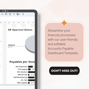 Accounts Payable Dashboard Excel Template: Small Business Finance (digital Download) - Etsy