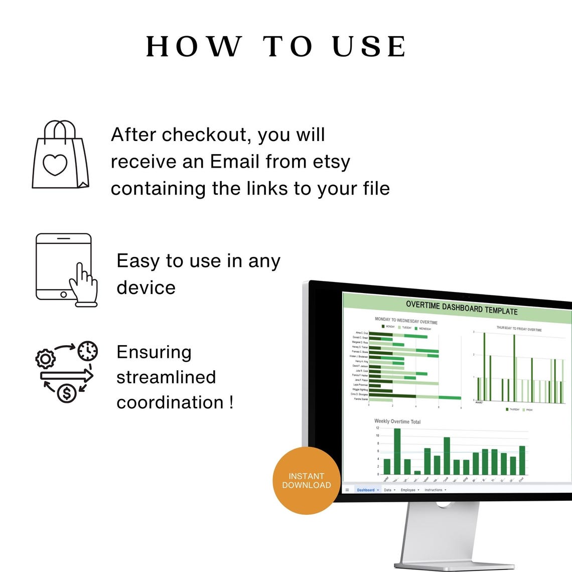 Professional Overtime Dashboard Template for Managing Each Employee ...