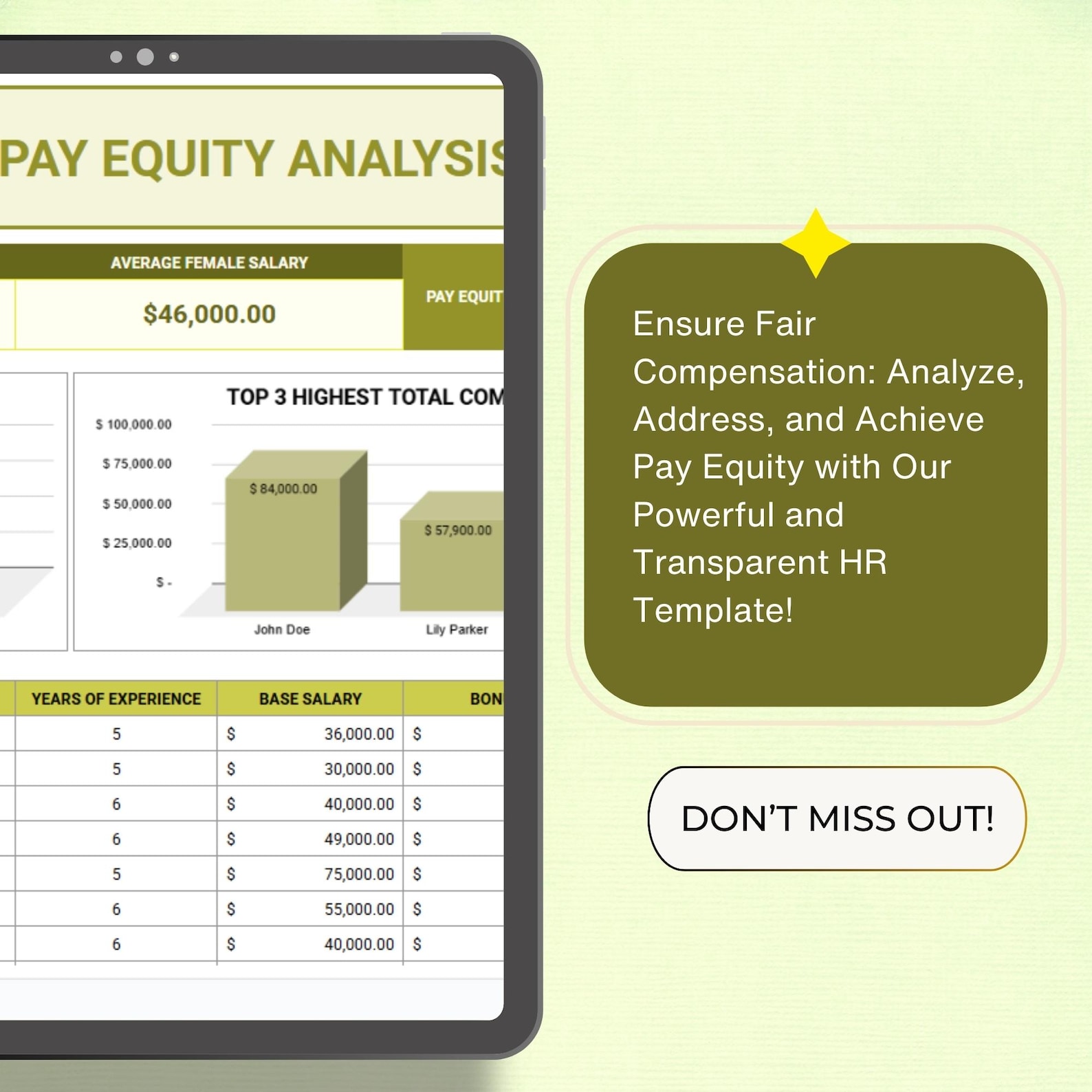 Pay Equity Analysis Excel Template: HR Salary Tracker (google Sheet) - Etsy