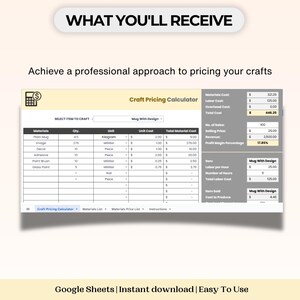 Craft Pricing Calculator: Excel & Google Sheets Template (digital ...