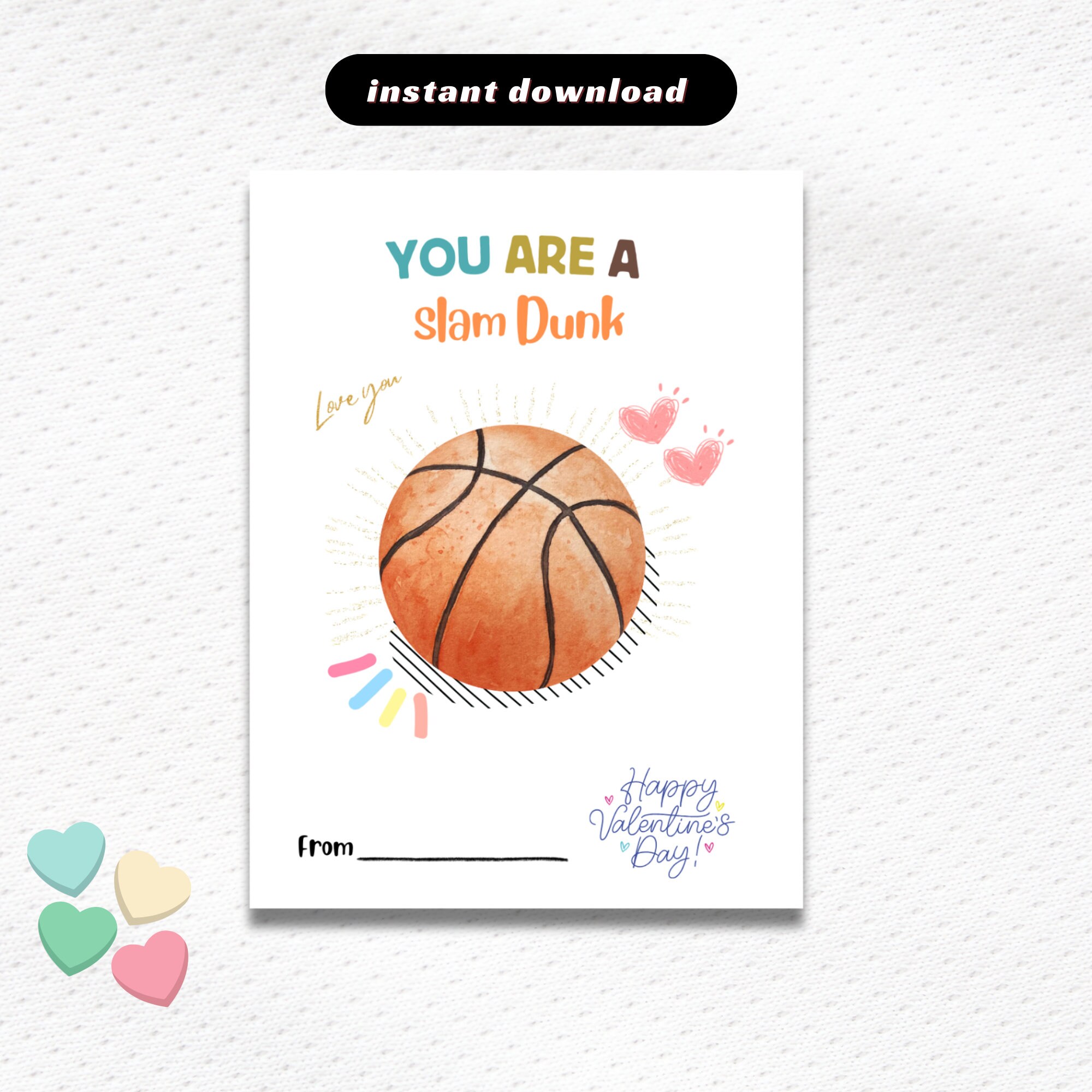 Printable Sports Valentines Cards and Tags, Basketball Valentines ...