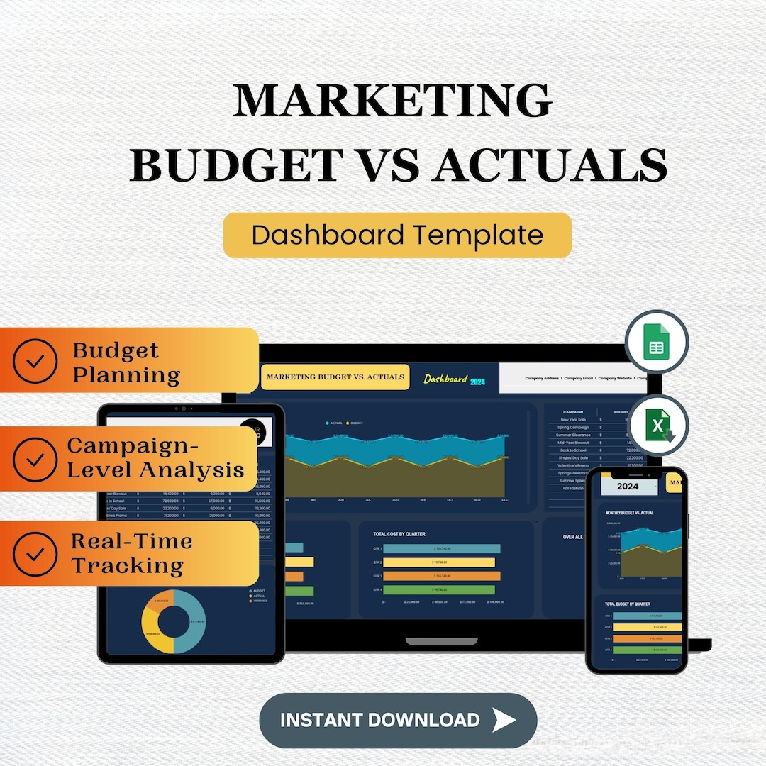 Marketing Budget Vs Actuals Dashboard Template (google Sheet & Excel ...