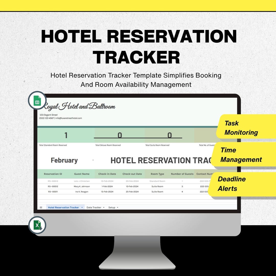 Hotel Reservation Excel Tracker, Guest Check Template, Short Term ...