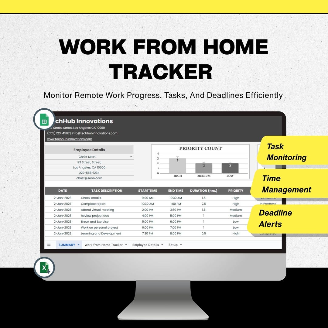 Work From Home Job Tracker Template, Remote Work Productivity ...