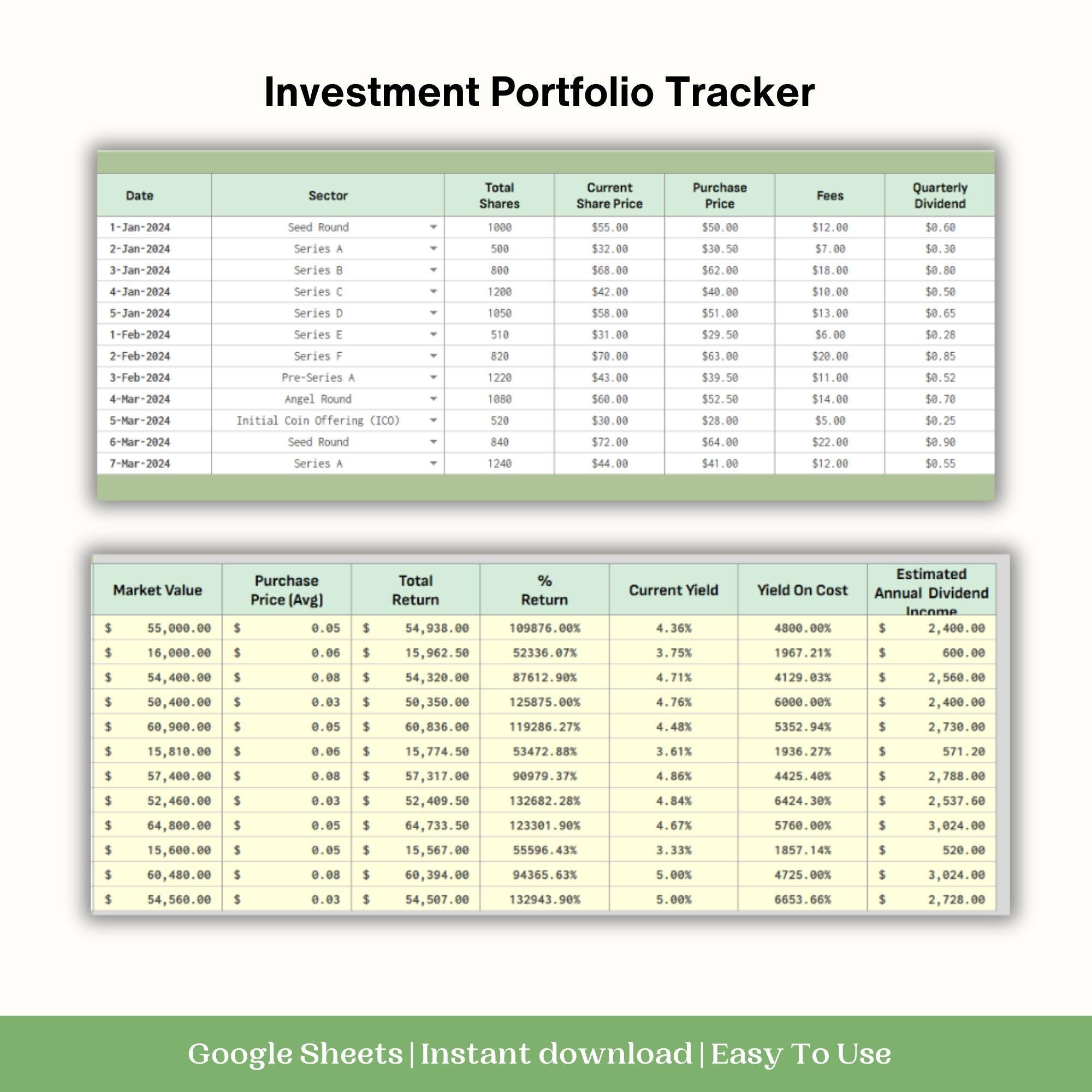 Startup Investment Tracker: Excel Template, Portfolio Dashboard ...