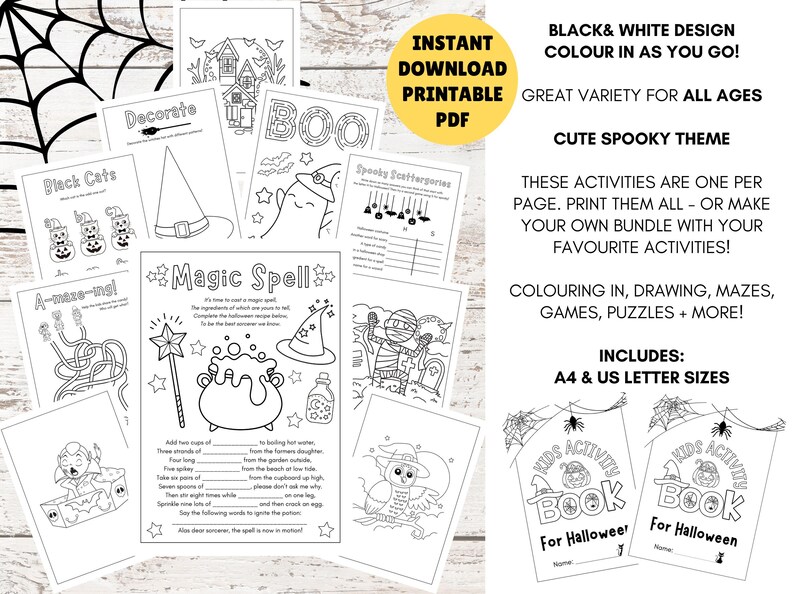 Halloween Activities for Kids - Printable PDF - Instant Digital ...