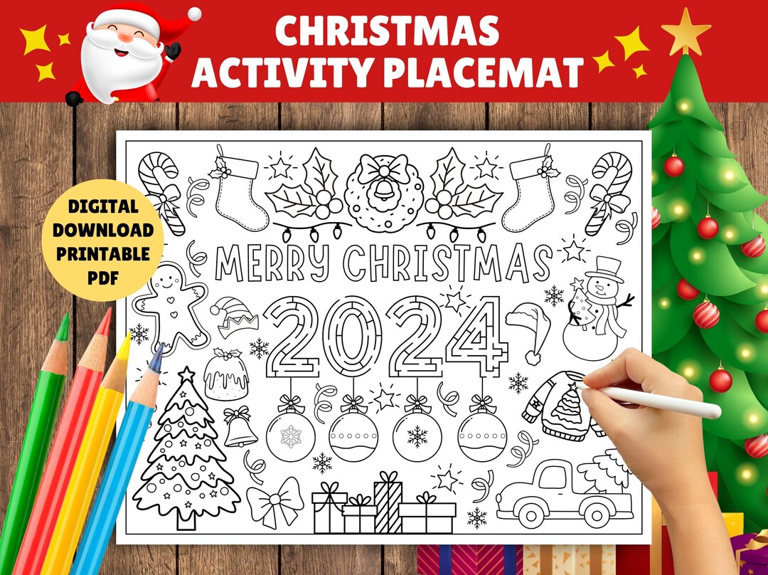 Christmas Activity Mat for Kids Printable Christmas Placemat Instant ...