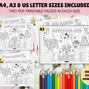 Wedding Activity Placemat for KIDS!! Kids Activity Mat for a Wedding ...