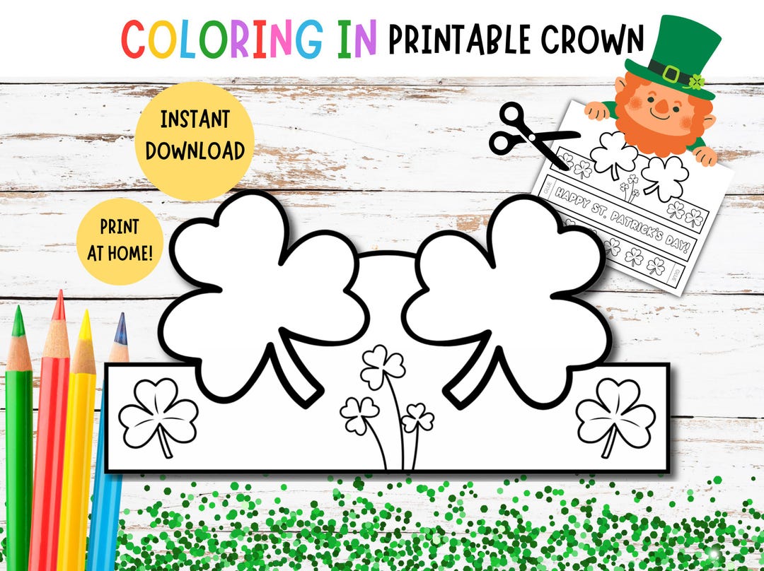 Printable Kids Crown for St. Patrick's Day! St. Patrick's Day Clover ...