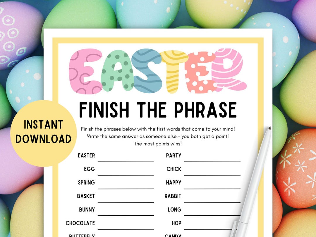 Finish the Phrase Game! PRINTABLE Easter Game, Easter Activity, Easter ...