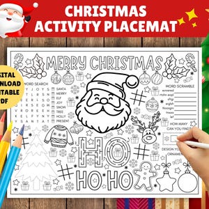 Christmas Activity Mat for Kids - Printable Christmas Placemat ...