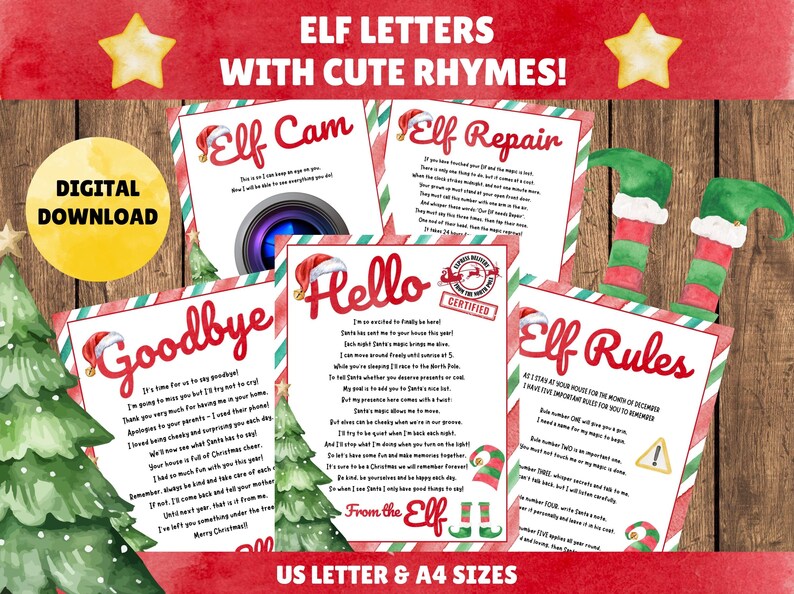 EDITABLE Elf Letters, Elf Rules & Elf Cam - With Cute Rhymes! Elf ...