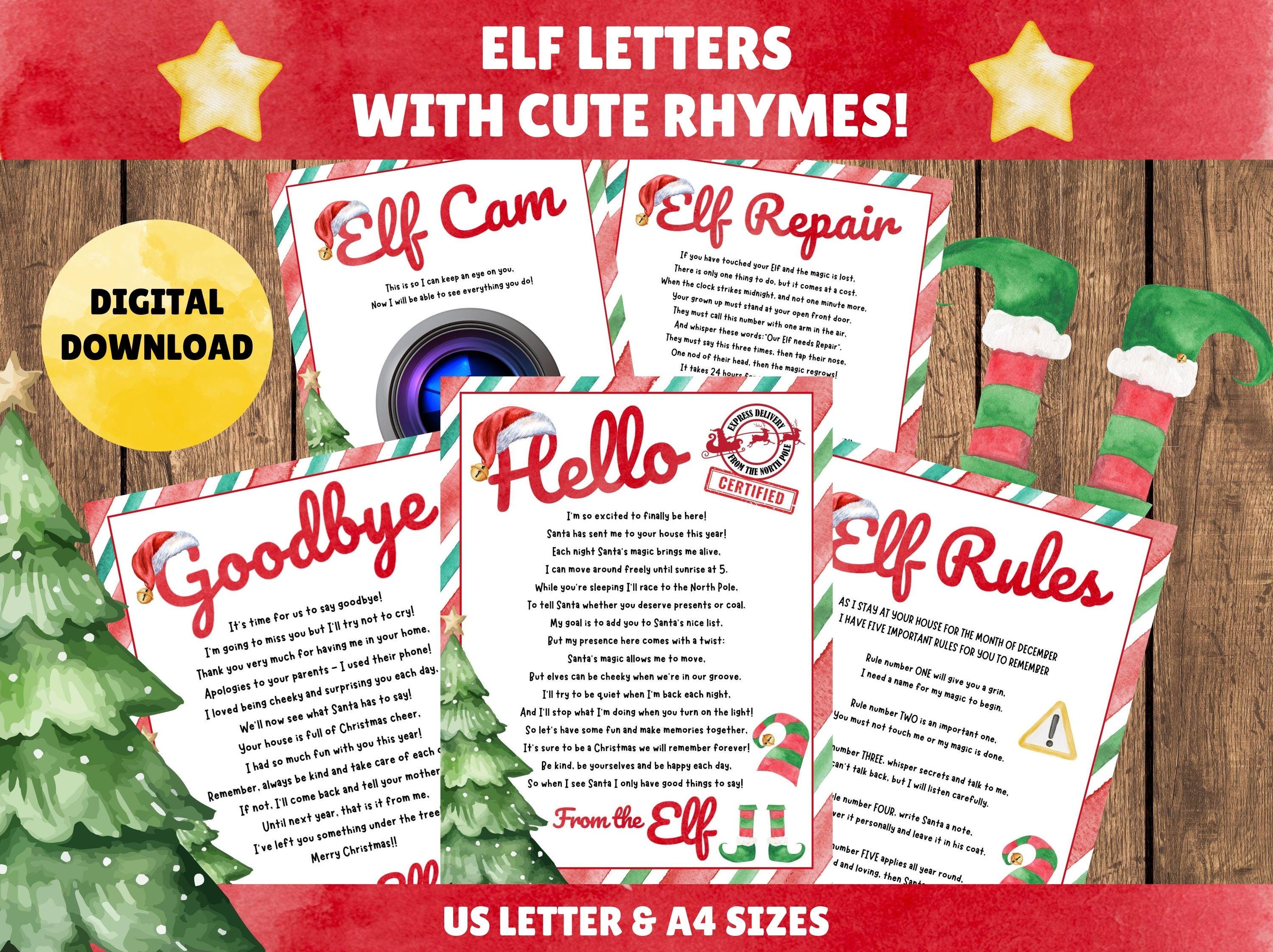 EDITABLE Elf Letters, Elf Rules & Elf Cam - With Cute Rhymes! Elf ...