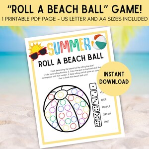 Summer Roll A Beach Ball Game! PRINTABLE Summer Roll A Beach Ball Dice ...