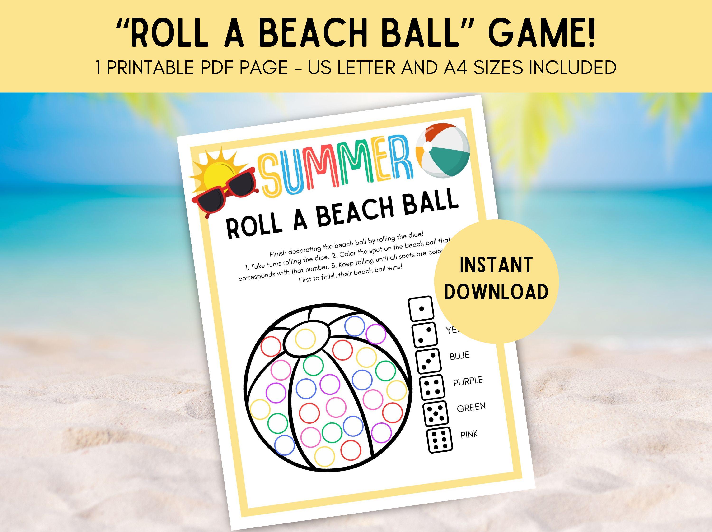 Summer Roll A Beach Ball Game! PRINTABLE Summer Roll A Beach Ball Dice ...