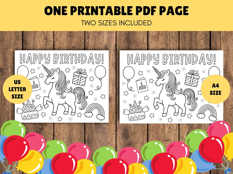 Printable Birthday Coloring Page for Kids - Unicorn Theme - Activity ...