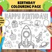 Printable Birthday Coloring Page for Kids - Space Rocket Theme ...