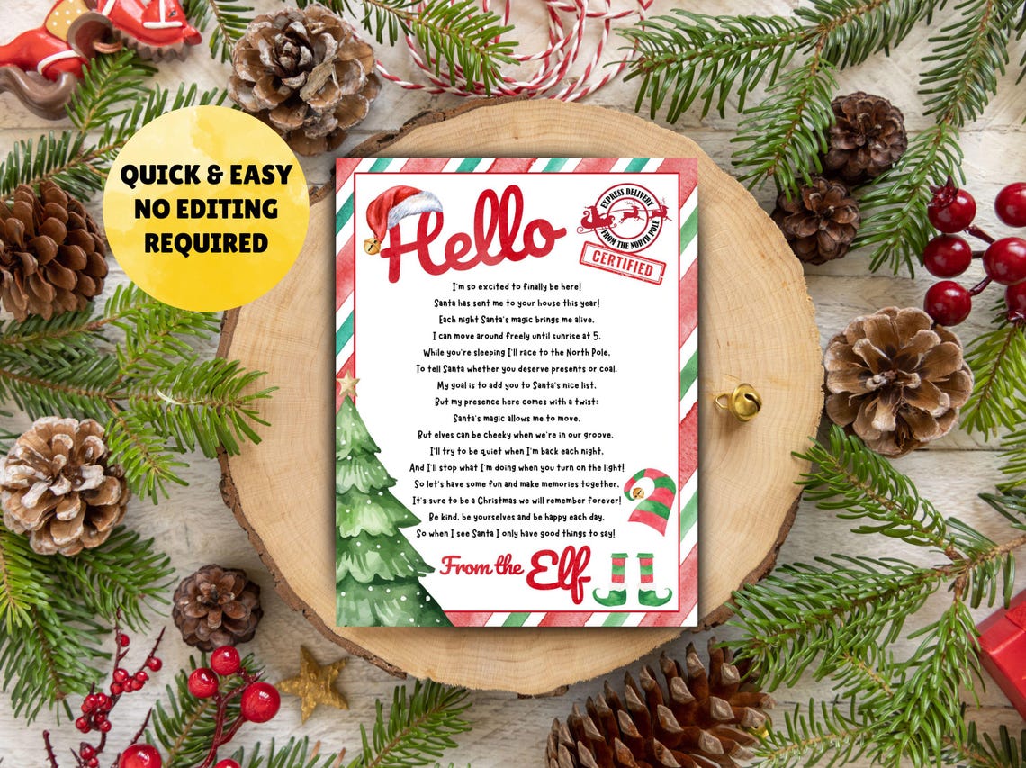 Elf Arrival Letter - With a Cute Rhyme! PRINTABLE PDF - Instant Digital ...