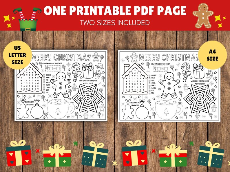 Gingerbread Christmas Activity Placemat for Kids - Gingerbread Placemat ...