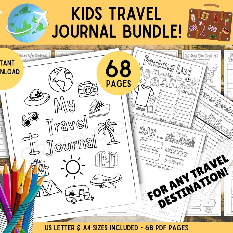 Kids Us Travel Journal - Etsy