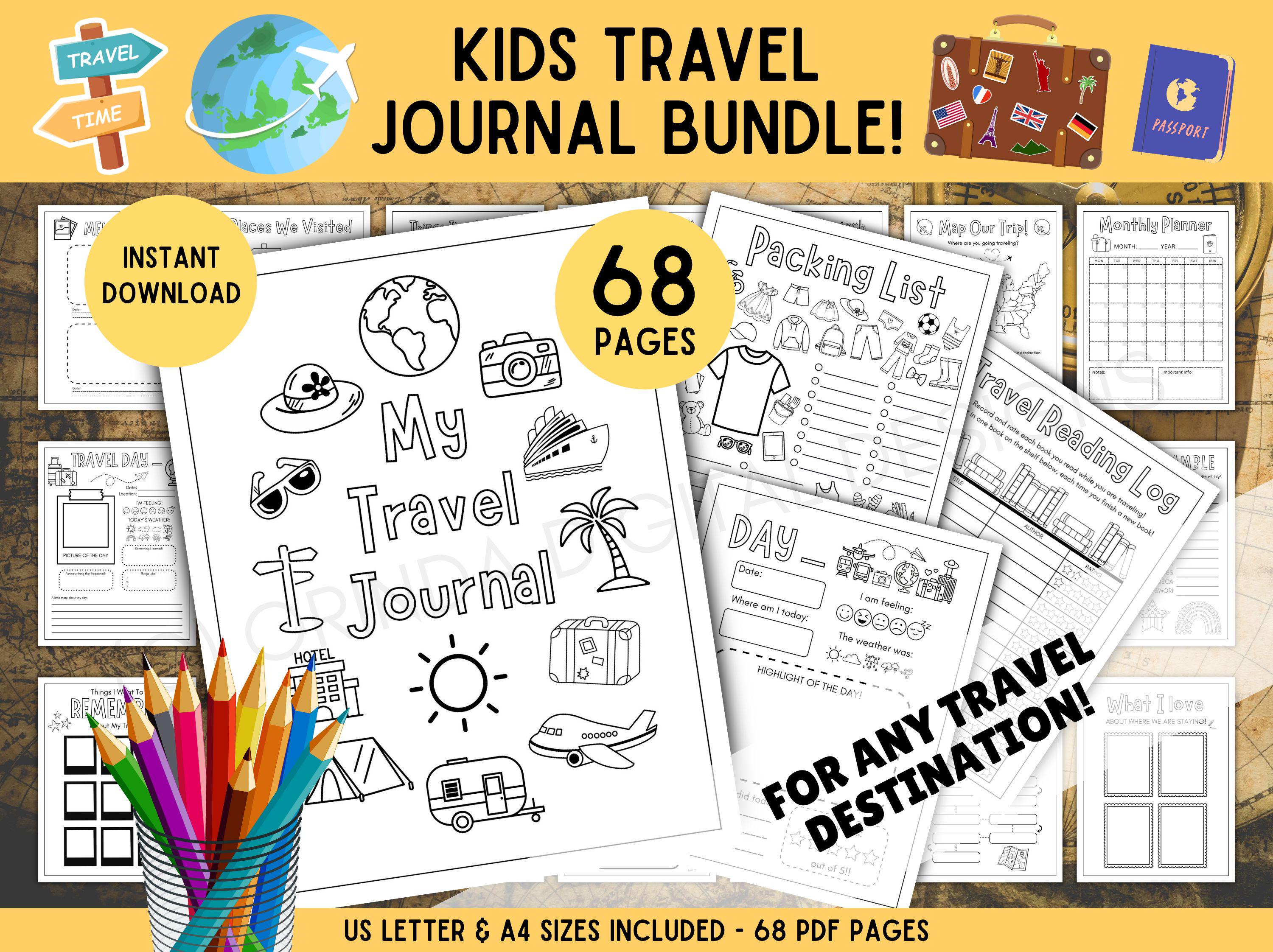 Kids Travel Journal Bundle - Children's Travel Diary, Vacation Planner ...